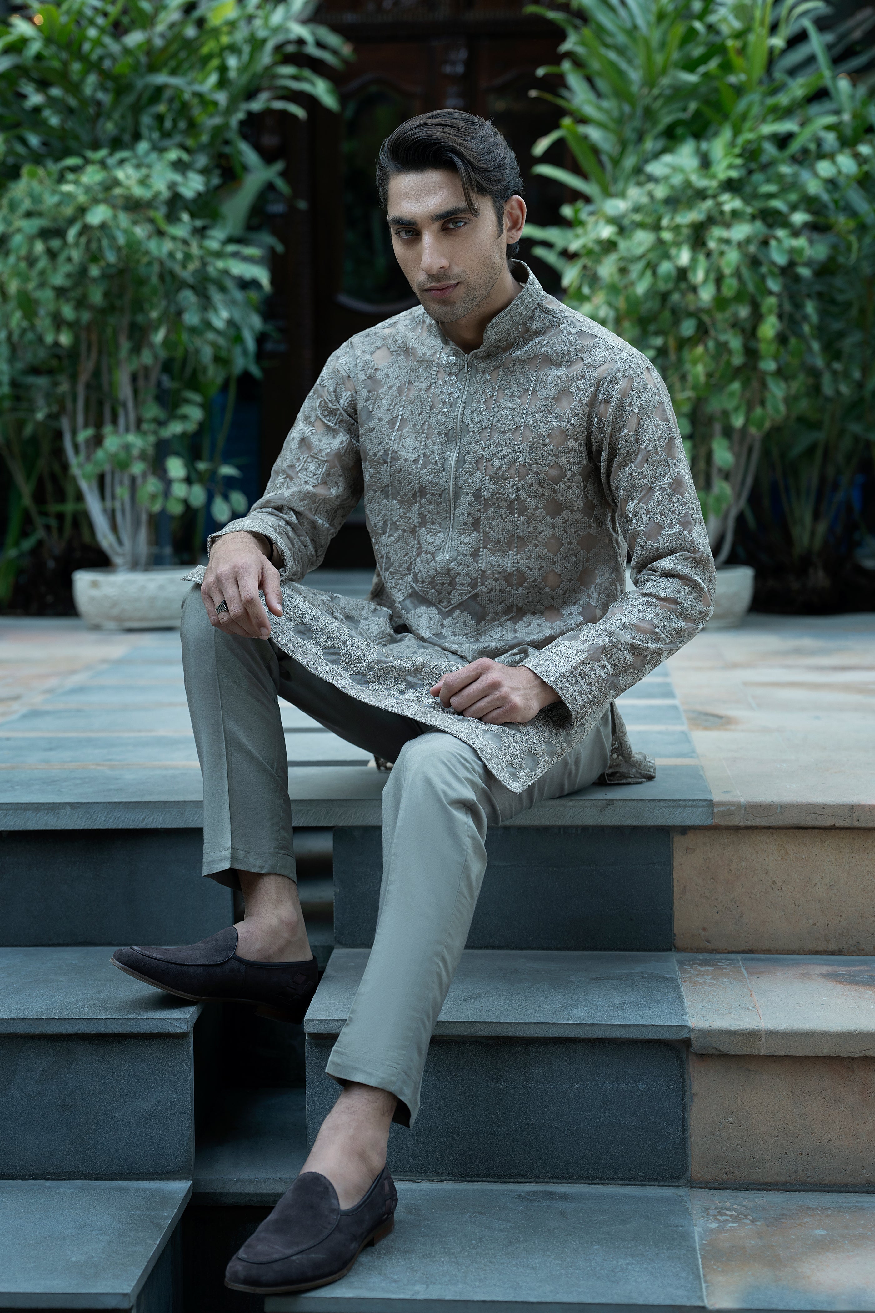 Organza & Raw Silk Kurta Pajama – Amir Khan Couture