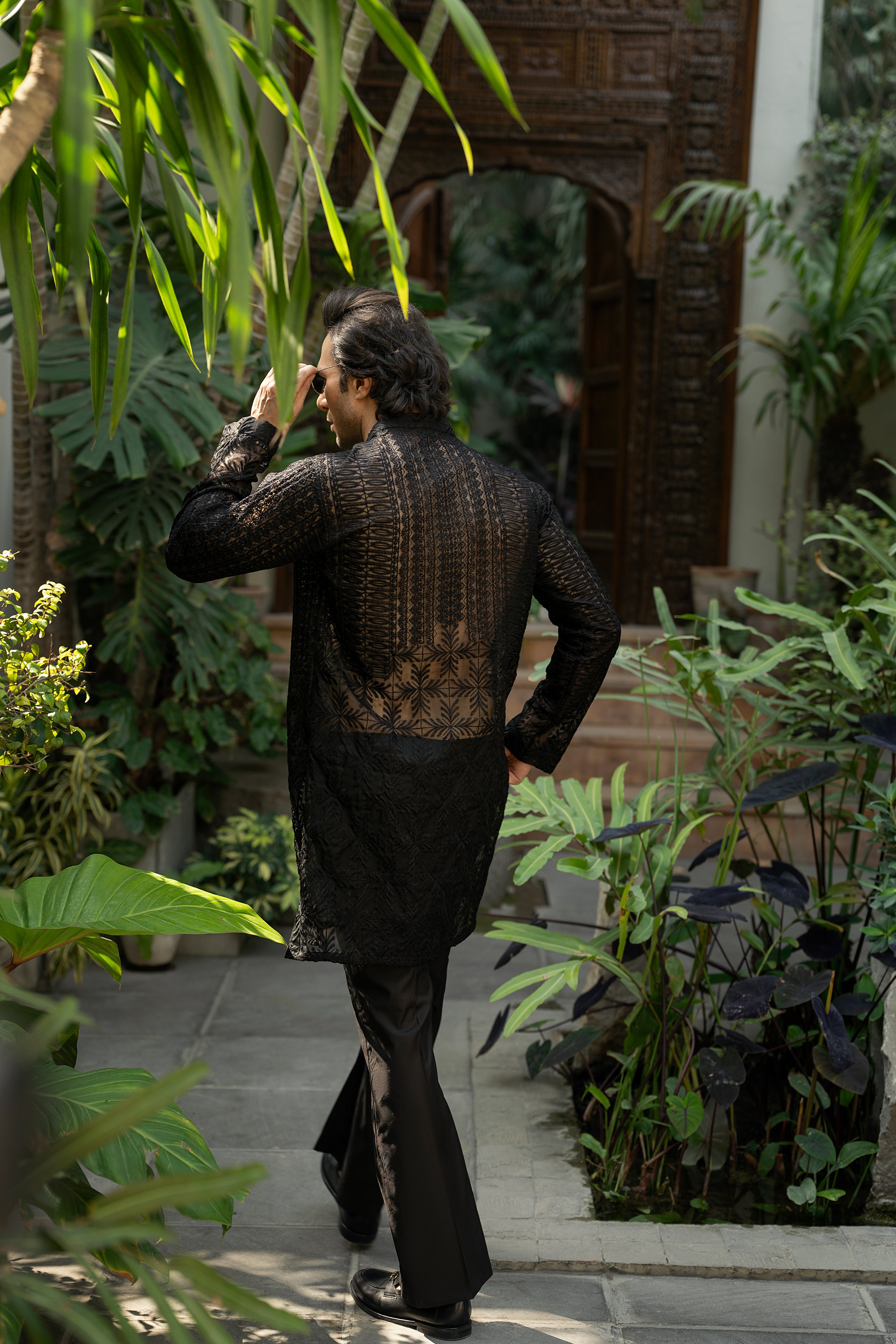 Black Organza & Raw Silk Kurta Pajama – Amir Khan Couture